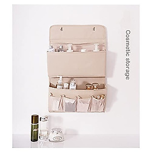 OKUZIEKY Closet Hanging Organizer Pocket Bag Bra Socks Organizers Pockets Cosmetic Storage for Bedroom Wall Desk Heavy Duty (Beige, 2 Layer)