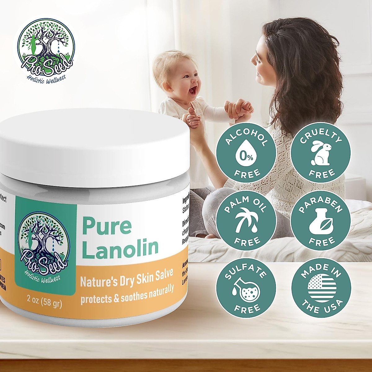 100% Pure Lanolin Cream - Handmade, Unrefined Balm for Dry & Itchy Skin, Cracked Lips, Breastfeeding, Baby Care, Moisture-Rich, Nursing Essentials & Petroleum-Free, Perfect for Hands, Face & Paw Care