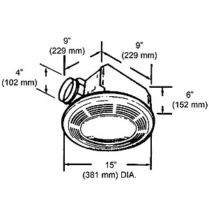 Broan-Nutone 8664RP Exhaust Fan and 100-Watt Incandescent Light with Glass Lens, Bathroom Ceiling Ventilation Fan, 100-Watts, 100 CFM, White