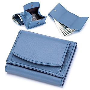 2023 New Unisex Anti-Credit Card Fraud Folding Mini Wallet, 2023 New Vegan Mini Wallet for Women, Leather RFID Blocking Card Holder – Pocket Mini Wallet (Blue)