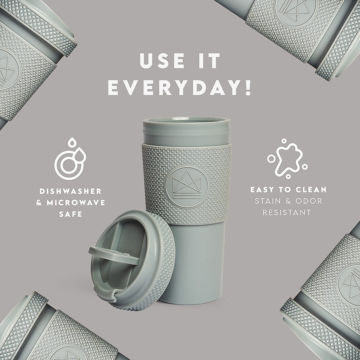 Neon Kactus - Double-Walled Coffee Cup, Reusable Coffee Cup with Resealable Lid, Food-Grade Silicone Seal and Sleeve, Insulated Coffee Tumbler, Leakproof Travel Mug, Recyclable, Forever Young, 20oz