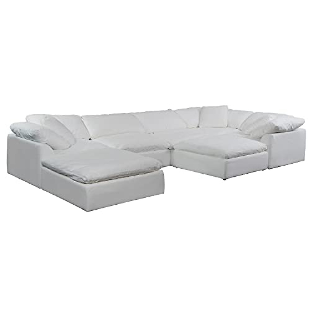 Sunset Trading Puff 7-Piece Fabric Slipcovered Modular Sectional in White