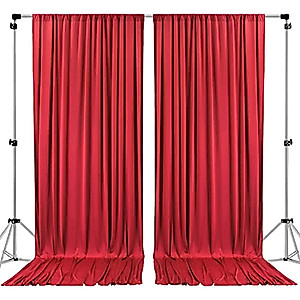 AK TRADING CO. 10 feet x 10 feet Polyester Backdrop Drapes Curtains Panels with Rod Pockets - Wedding Ceremony Party Home Window Decorations - RED (DRAPE-5x10-RED)