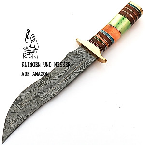 KNI-8936 Handmade Damascus Steel Fixed Blade Hunting Knife with Sheath