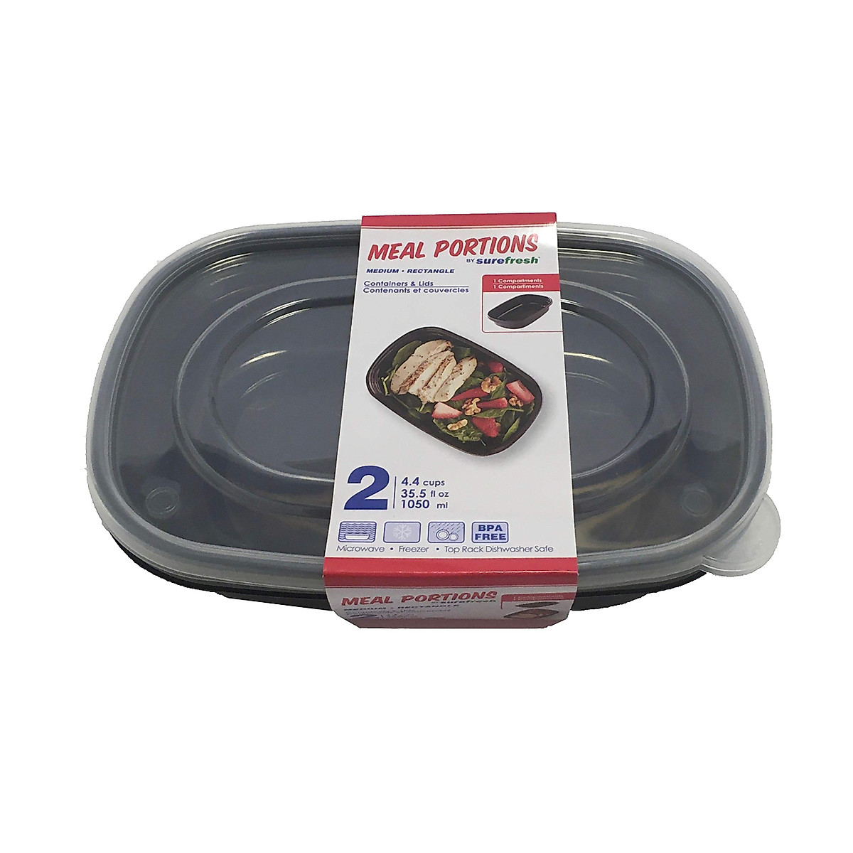 Medium rectangle container & lid 4.4 cup (2-pack)