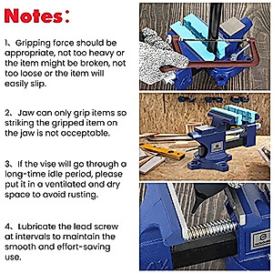 Nuovoware Heavy Duty Bench Vise 4.5 Inch, 240° Swivel Locking Base Bench Clamp with 125mm Vise Jaw, Clamp-on Home Merchanic Vice Desktop Clamp for Woodworking, Drilling, Cutting Conduit -Blue + Blue