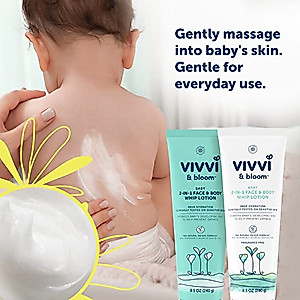 Vivvi & Bloom Gentle 2-in-1 Baby Lotion, Face and Body, for Delicate & Sensitive Baby Skin, Hypoallergenic Lotion Natural Scent, 8.5 oz (Pack of 1)