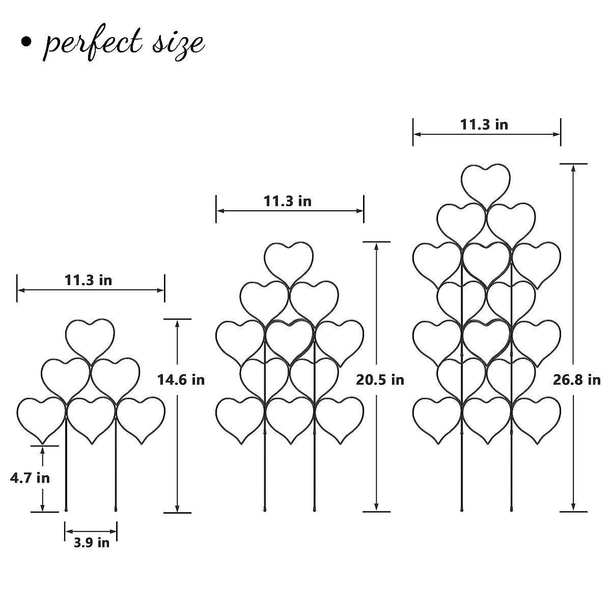 Ailibre Indoor Plant Trellis for Climbing Plants, Stackable Garden Trellis for Potted Plants, Small House Plant Trellis for Vine Ivy Flower Plant Support Outdoor DIY Metal Trellis 3 Pack, Black