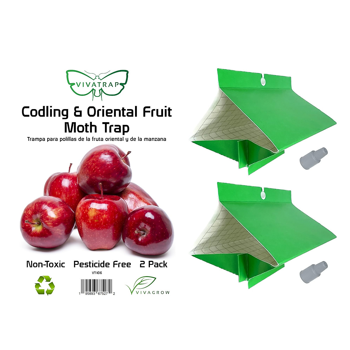 VivaTrap VT-106 Codling + Oriental Fruit Moth Trap & Lure (2 Pack, 8 Week)