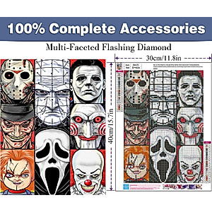 WIGOR 5D Diamond Painting Kits for Adults Halloween Diamond Arts Horror Diamond Painting DIY Full Round Drill for Home Wall Decor and Adults Kids Holiday Gift 12X6inch