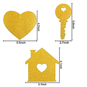 Luxiocio Housewarming Party Hanging Swirls Decorations, 24pcs New Home Party Hanging Swirl Supplies, Glitter Gold House Warming Party Sign Decor