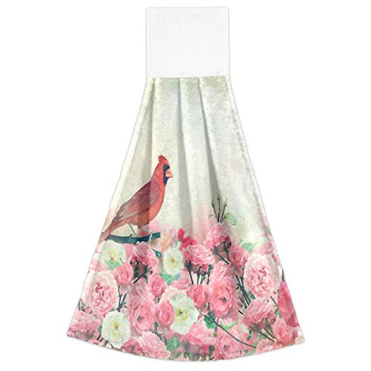 Red Cardinal Rose Kitchen Hand Towel Home Decorative Hanging Tie Towels 2PCS Super Soft Absorbent WashCloth Tie Towels for Home Bathroom Farmhouse Housewarming Tabletop, 12x17Inches