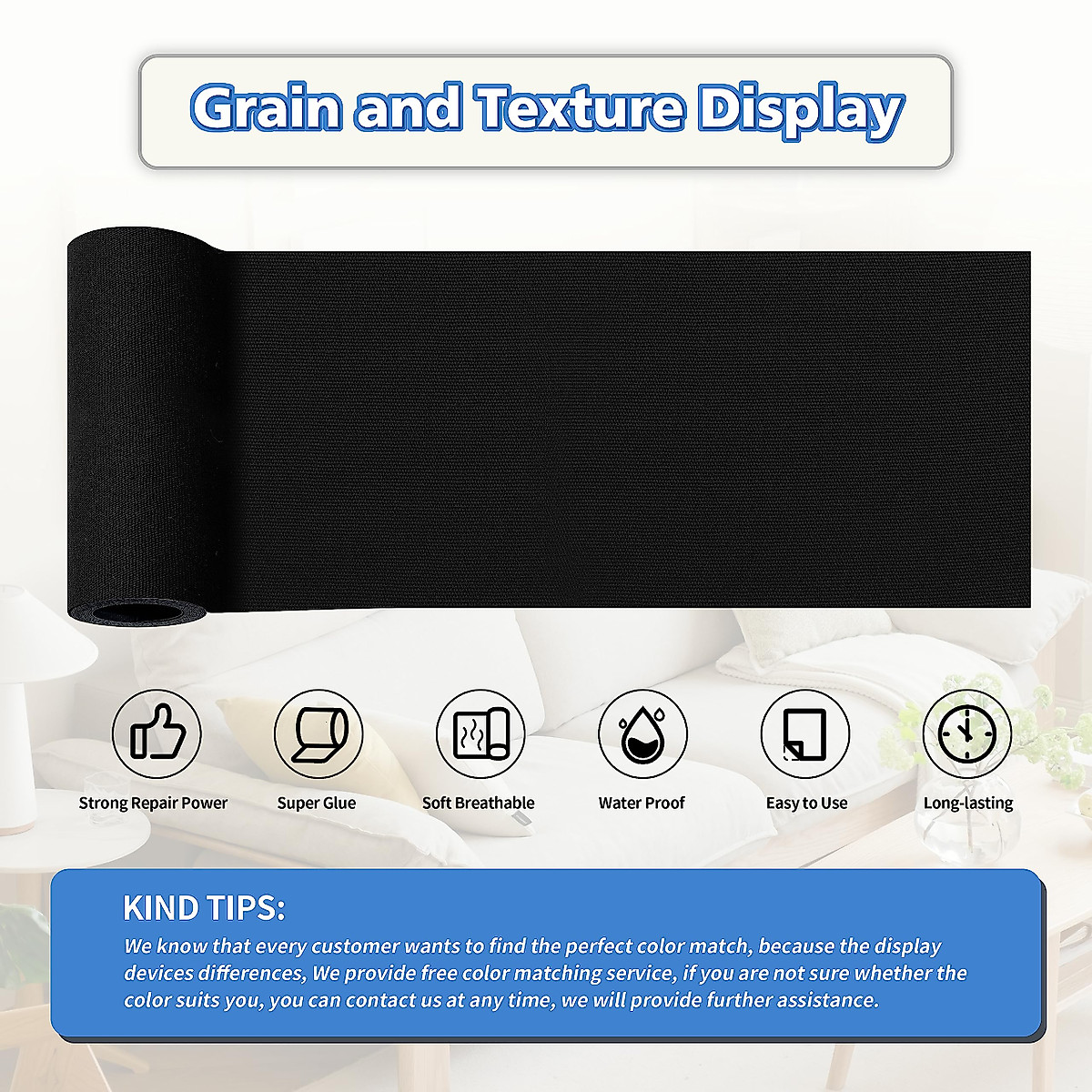 KING MOUNTAIN Canvas Repair Tape,Outdoor Gear Patch, 4×63 Inches,Waterproof,Self-Adhesive for Repairing Boat Covers,Sun Shades,Sofas,Tents,Lounge Chairs,Awnings (Black)