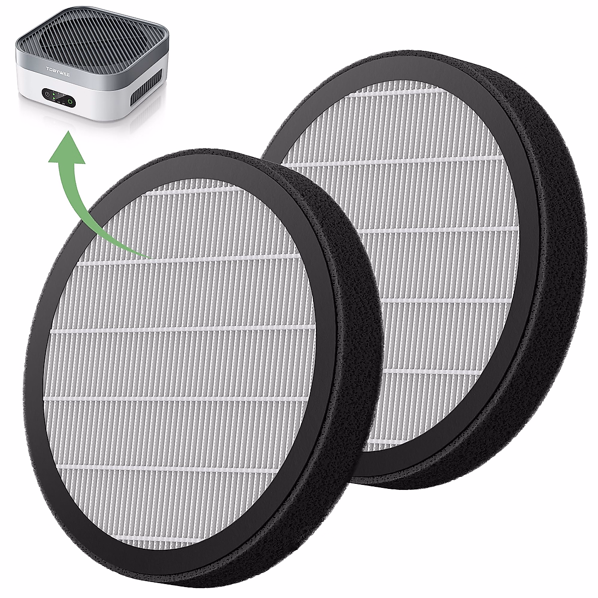 TDBYWAE Original Filter Replacement for Air Purifier MB-032, H13 True HEPA Air Cleaner Filter, 2 Pieces