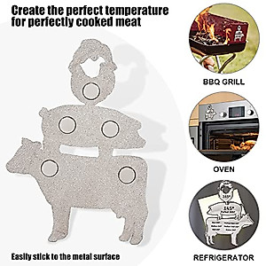 2023 Upgraded Meat Temperature Metal Magnet&Chart with Internal Temperatures Cooking Time,BBQ Smoking Meat Accessories Grilling Gifts for Smoker Men Dad Unique,Cute Meat Tempe Guide Magnet Decor