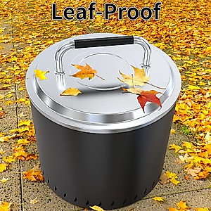 Stainless Steel Fire Pit Cover Lid for Solo Stove Ranger, 15" Portable Fire Pit Cover with Handle, Outdoor Wood Burning and Low Smoke Camping Stove Accessory