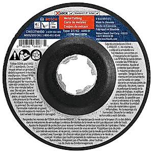 BOSCH 4-1/2 Inch Angle Grinder GWS8-45withBosch CWX27M450 4-1/2 In. x .098 In. X-LOCK Arbor Type 27A (ISO 42) 30 Grit Metal Cutting and Grinding Abrasive Wheel