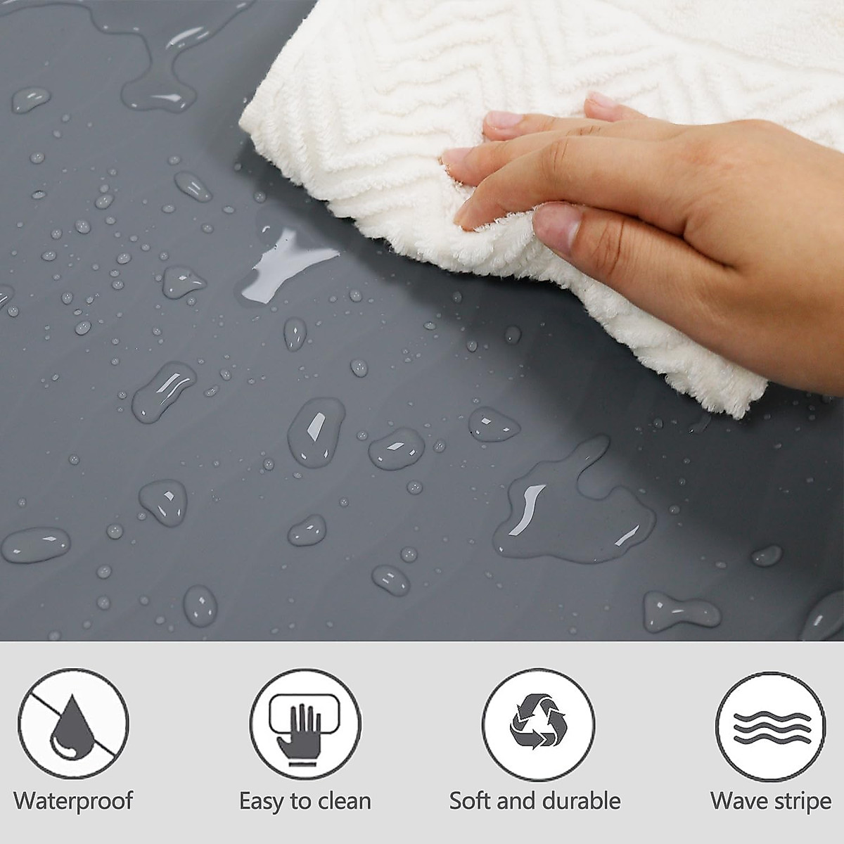 AUMAYCO Under Sink Mat for Kitchen Cabinet Silicone Waterproof 31'' x 22'', Under Sink Tray for Drips, Leaks, Spills, Unique Design Cabinet Protector Mats for Kitchen & Bathroom, Dark Grey