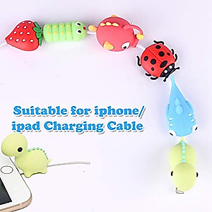 TUPARKA 18 pcs Cable Protector for iPhone,ipad USB Cable, Plastic Cable Protectors Cute Fish Dinosaur Animals Charging Cable Saver, Phone Accessory Protect USB Charger