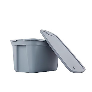Generic Large 30-Gallon (120-Quart) Gray Heavy Duty Tote with Standard Snap Lid, Stackable Storage Bin with Molded Handles for Easy Carrying (18)