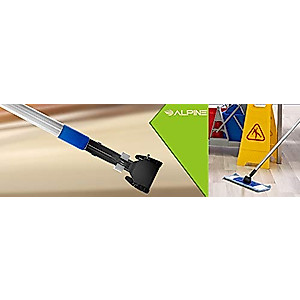 Alpine Industries Commercial Quick-Change Iron Mop Handle - Professional Mopping Tube w/Metal Gripper for Rags - Heavy Duty Stick & Mop Head Replacement Holder (Telescopic Mop)