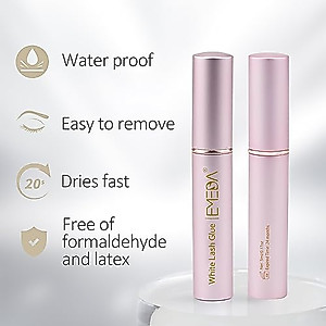 EMEDA Eyelash Glue for False Lashes Super Strong Hold Long Lasting 24H Waterproof Latex Free Best Lash Glue Eyes Strip White Clear Lash Adhesive 5ml 0.17oz