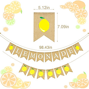 LaVenty Burlap Lemonade Banner for Lemonade Stand Decorations Lemonade Sign Lemon Party Decor, Lemon Garland Summer Lemon Themed Bridal Shower