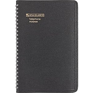 AT-A-GLANCE Large Telephone & Address Book, 800+ Entries, 4-7/8" x 8" Page Size, Black (8001105)