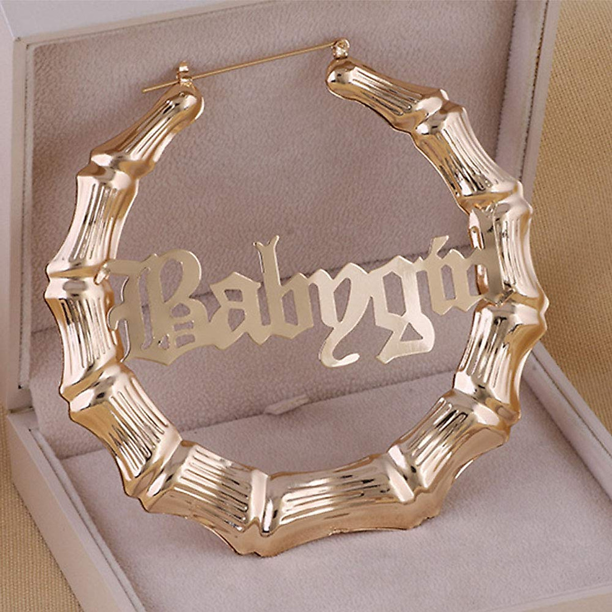 Bamboo Hoop Earrings Bamboo Earrings for Women 90s Large Bamboo Hoop Earrings Geometric Big Circle Studs Earrings Fashion Party Jewelry (Gold BG)