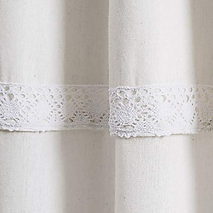 Lush Decor, Light Linen Lace Window Curtain Panel Pair, 84" x 38", 84 in x 38