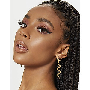 ZITULRY 9 Pairs Snake Earrings Charm Huggie Hoop Earrings Set Punk Rhinestone Serpent Drop Dangle Stud Earrings Minimalist Crystal Long Snake Earrings for Women Girls Jewelry Gift,Gold