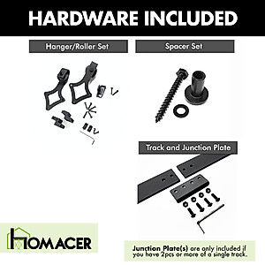 Homacer Mini Black Rustic Non-Bypass Sliding Barn Door Hardware Kit, for One/Single Door, 48-inch Long Flat Track, Diamond Design Roller, Cabinet TV Stand Console Use…