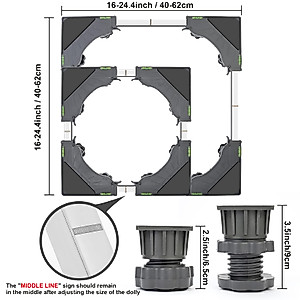 WBD WEIBIDA Mini Fridge Stand Adjustable Refrigerator Stand with 4 Strong Feet Universal Washer and Dryer Stand Heavy Duty Washing Machine Pedestal Fridge Platform for Dorm Appliance Universal Base