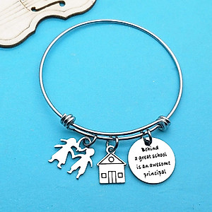 Xiahuyu Principal Gifts School Principal Bracelet Behind a Great School is an Awesome Principal Bracelet Principal Appreciation Gifts Christmas Birthday Retirement Gifts End of School Year Gifts