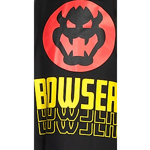 Nintendo Super Mario Bomber Jacket for Boys, Mario and Luigi Bomber Jacket (Bowser Black, Size 10/12)