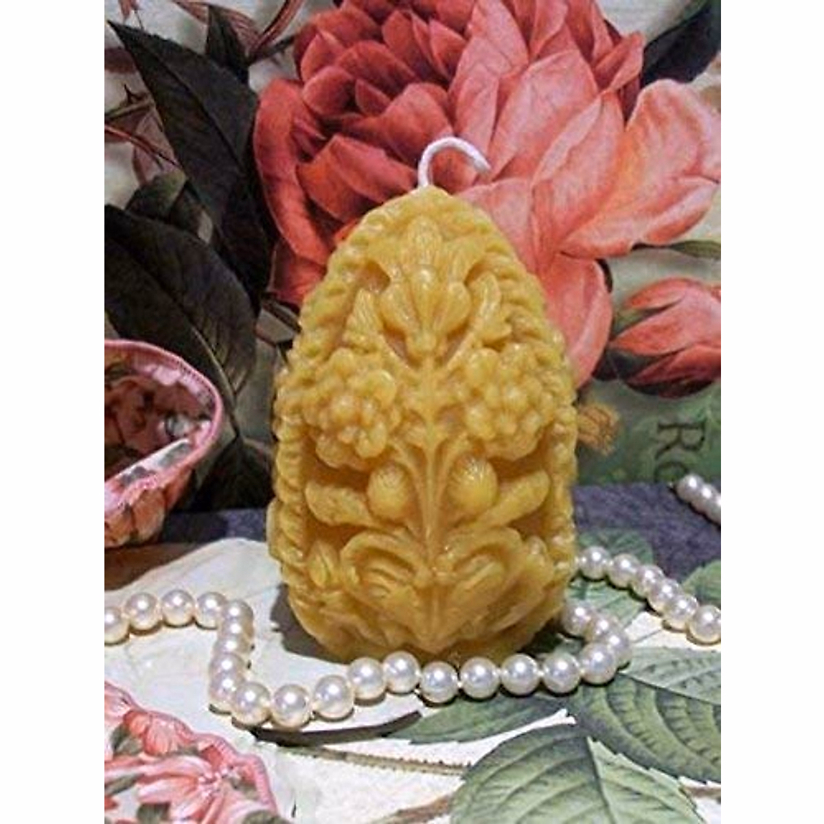 Beeswax Flower Carved Egg Candle