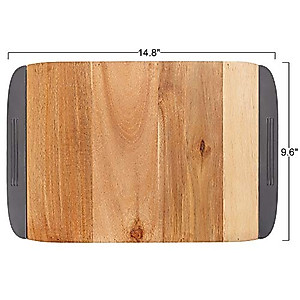 Glad Acacia Wood Cutting Board with Slide Out Trays | Catches Food and Waste | Solid Wooden Butcher Block with Removable Drawers | Kitchen Cooking Supplies, Brown, Black
