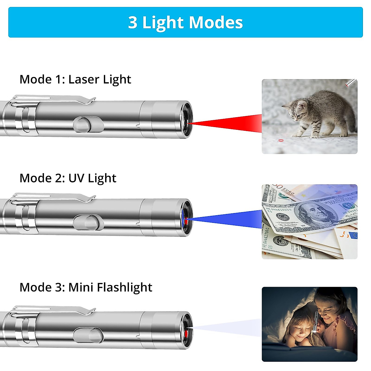 TBTeek Cat Toys Rechargeable, Cat Toys for Indoor Cats,7 Adjustable Lights&Pattern Interactive Cat Toy,Portable Funny Kitten Toy for Training Play Exercise（2 Pack ）