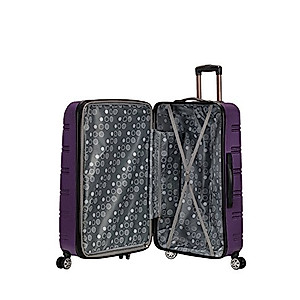 Rockland Melbourne Hardside Expandable Spinner Wheel Luggage, Purple, Checked-Large 28-Inch
