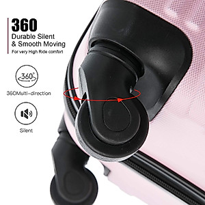 Fridtrip 4 Piece Luggage Sets Hard Shell Lightweight ABS Luggage Suitcase with Durable Spinner Wheels 16" 20" 24" 28" (Pink)