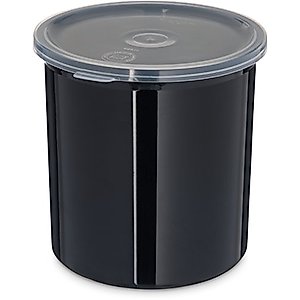Carlisle FoodService Products Classic™ Round Storage Container with Lid, 1.2 Quart Crock, Black