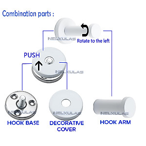 NELXULAS Classic White Stainless Steel Single Super Heavy Duty Wall Mount Hook, Coat Hanger, Bath Towel Hooks (6", 4 PCS)