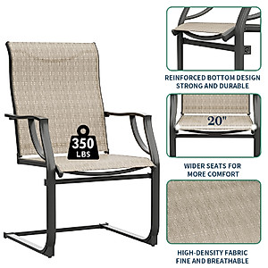 UDPATIO Patio Dining Chairs Set of 4, High Back Patio Chairs in All Weather Breathable Textile Fabric, Outdoor Furniture Chairs for Deck, Lawn, Garden, Backyard (Brown)
