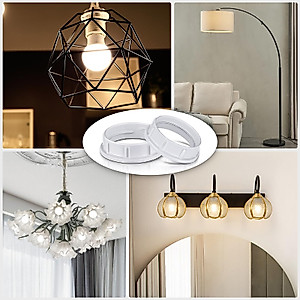 Light Socket Shade Rings,Aluminum Threaded Socket Ring for Medium Base E26 Sockets,Retaining Rings for Glass Lamp Shades/Light Fixtures (4-Pack White Color/For Thread Diameter 1-1/2 Inches)