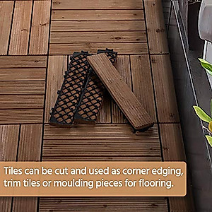Yaheetech 27PCS Interlocking Patio Deck Tiles 12 x 12in Wood Floor Tiles Outdoor Flooring for Patio Garden Deck Poolside Brown