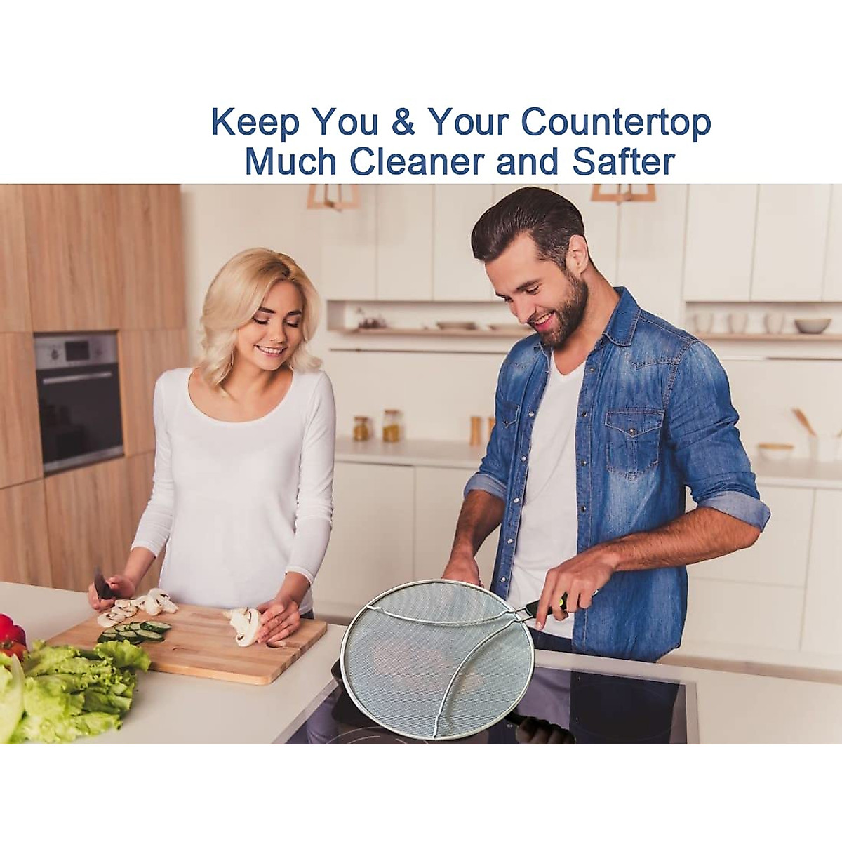 Telison Splatter Screen for Cooking 13 Inch, Block 99% Hot Oil, Stainless Steel Splatter Screen for Frying Pan, Heavy Duty and Easy to Clean