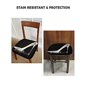 Savannan Dining Room Chair Seat Covers, Sexy Diamond High Heels White Golden Black Removable Stretch Chair Seat Cushion Slipcovers Protector for Holiday Party Festival Decoration, Set of 2