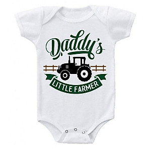 Ink Trendz® Daddy's Little Farmer Farming Tractor Infant Onesie® Bodysuit (3-6 Months) White