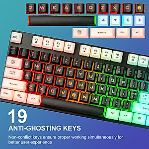 CHONCHOW Light Up Keyboard and Mouse Combo, Full Size RGB Gaming LED Keyboard and Rainbow Wired Gaming Mouse for PS4 PS5 Xbox One Computer Desktop PC Gamer Office
