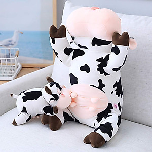 Jensquaify Cow Pillow, Cow Stuffed Animals Plush Toys Gifts for Kids, 23.6"
